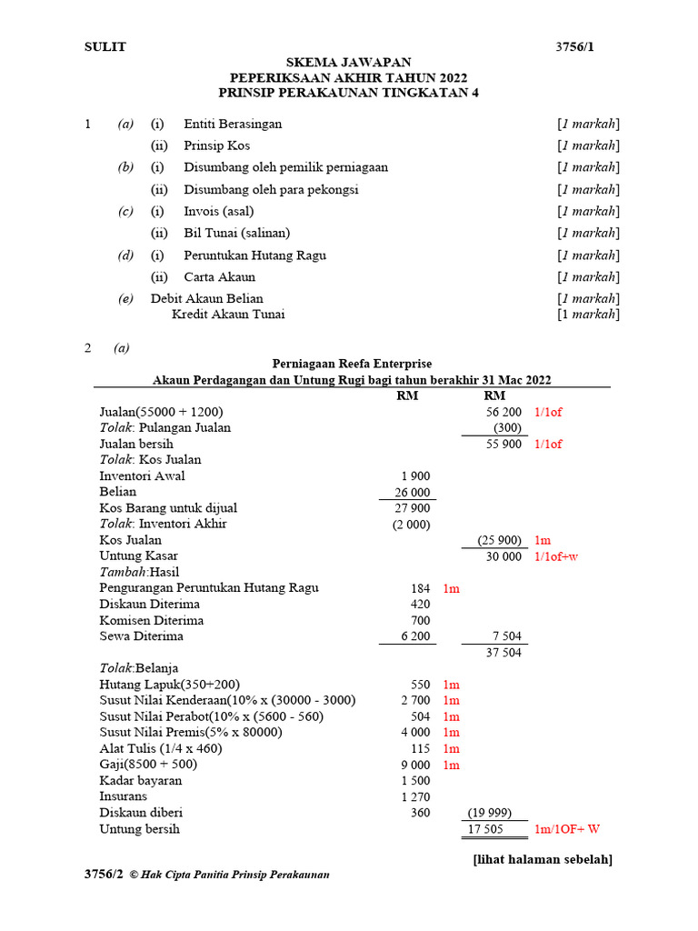 Skema Jawapan PPT t4 Prinsip Perakaunan k2 2022 | PDF