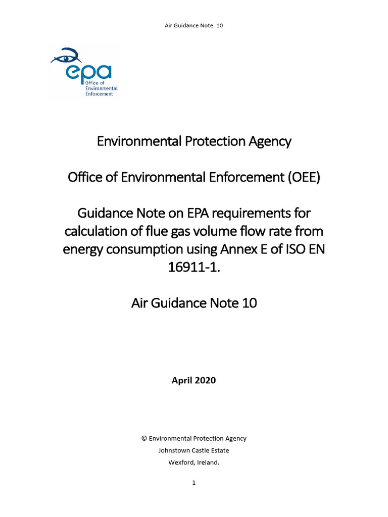AG10 - Guidance Note For Calculation of Flue Gas Volume Flow Rate From ...