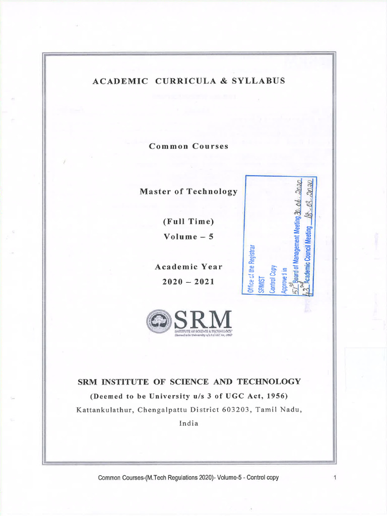 Mtech Academic Curricula and Syllabus | PDF