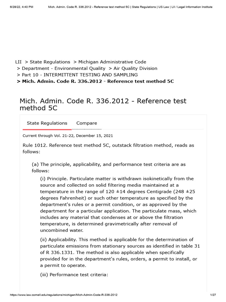 Code R. 336.2012 - Reference Test Method 5C | Download Free PDF ...