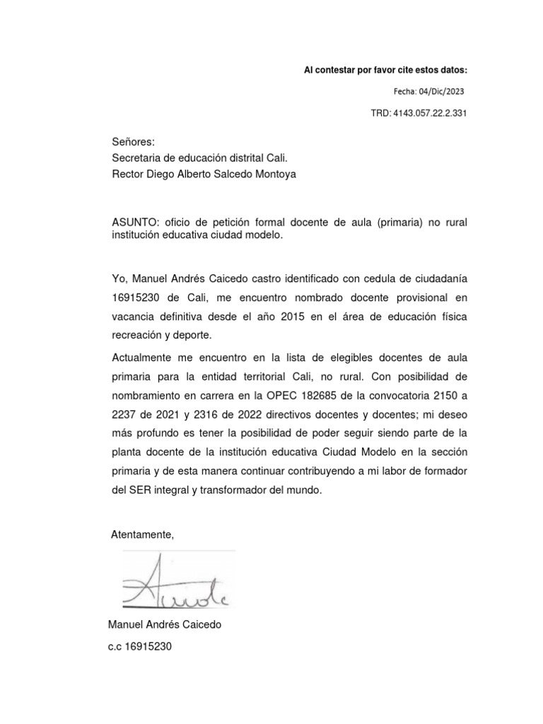 Oficio Formal (1) (2) Manuel Caicedo | PDF