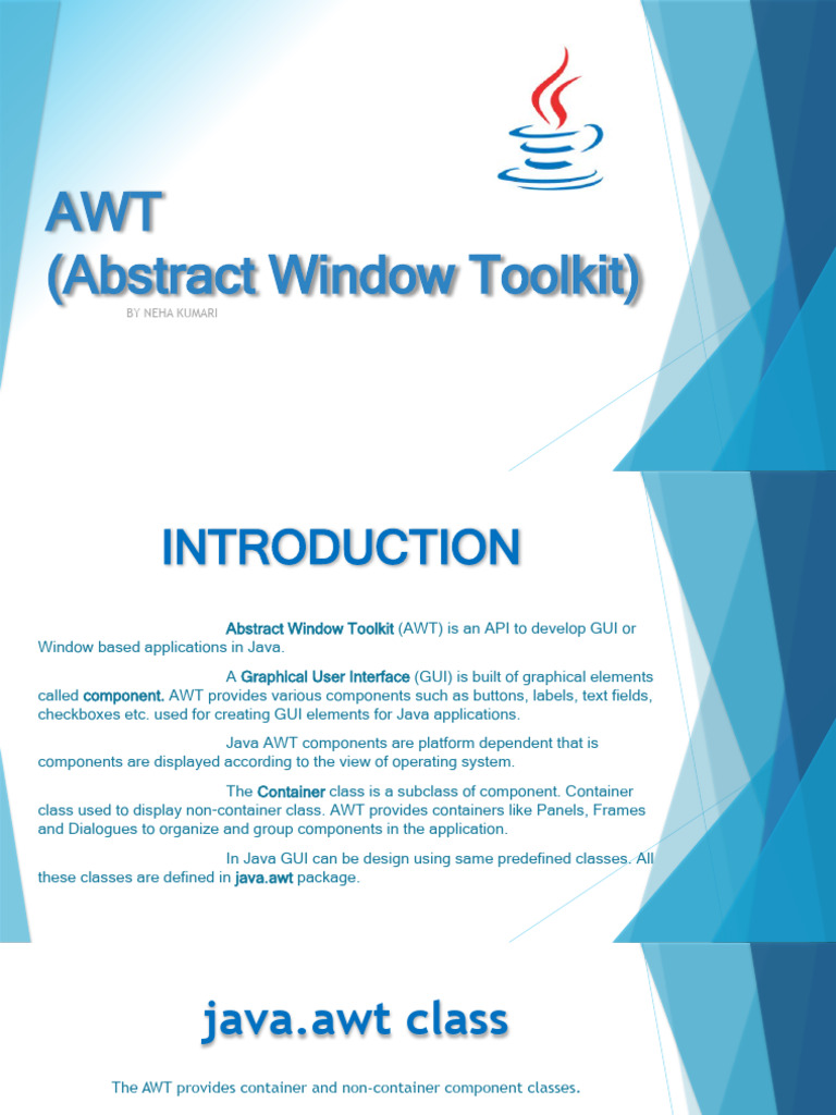 Java Abstract Window Toolkit (AWT) Presentation 2024 | PDF | Window (Computing) | Class ...