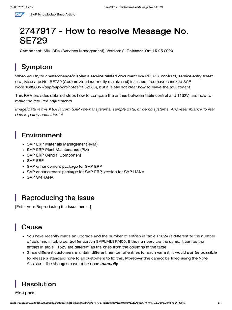 How To Resolve Message No. SE729 | PDF | Microsoft Excel | Data Management