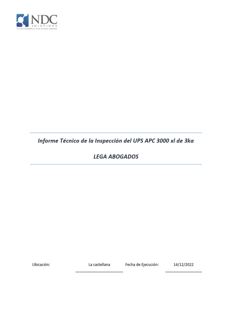 Informe Técnico de La Inspección Del UPS APC 3000 XL de 3ka LEGA ...
