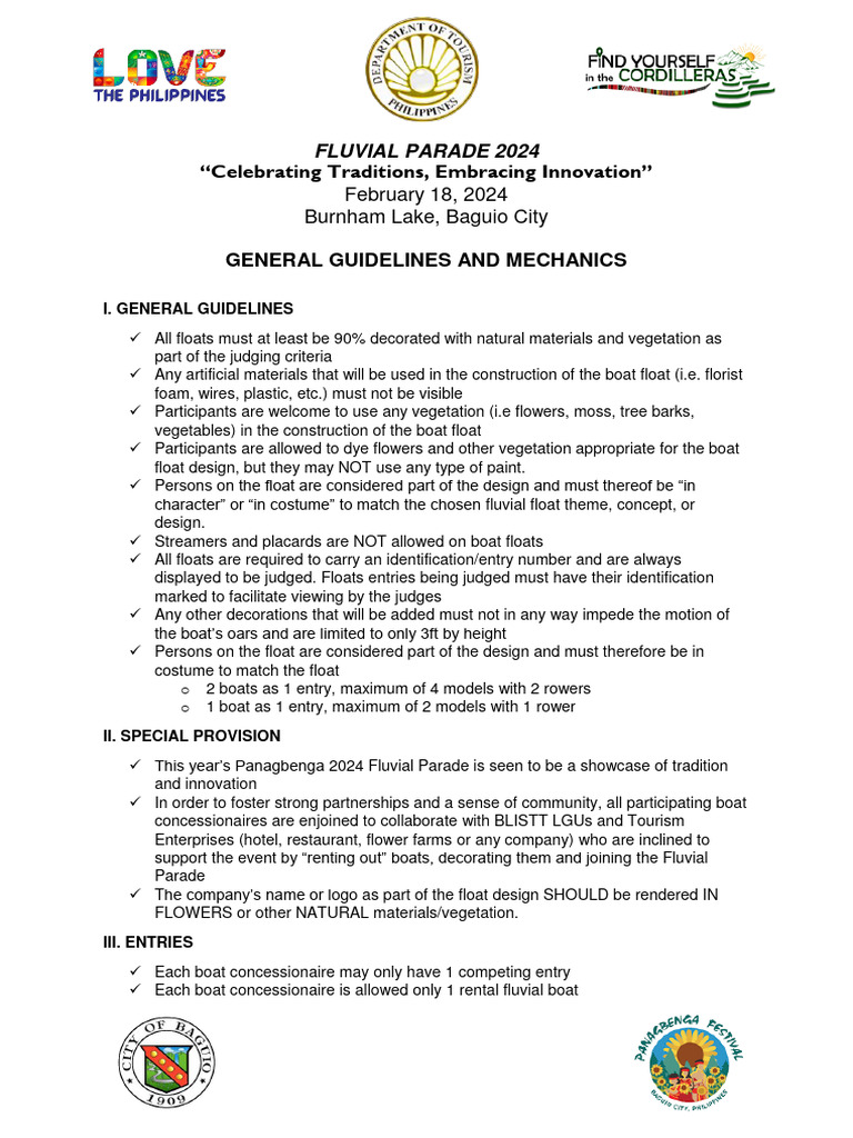 General Guidelines and Mechanics - Fluvial Parade 2024 | PDF