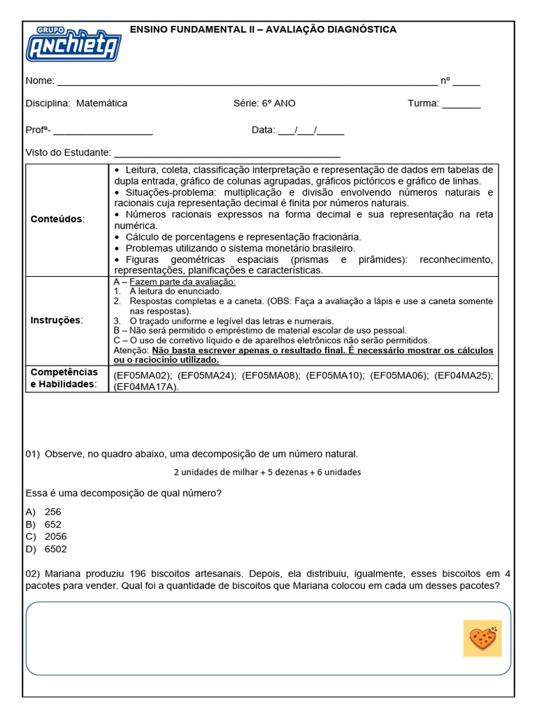 Aval Diag Itri 6ºano | PDF | Números | Número racional