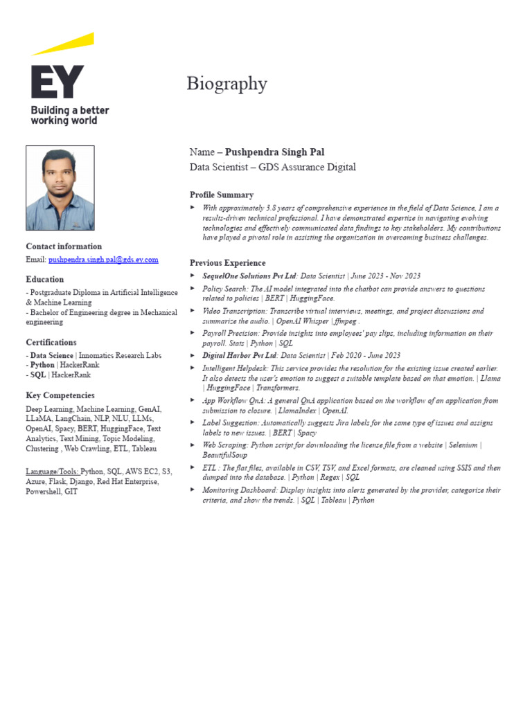 Pushpendra Pal Profile | PDF | Python (Programming Language) | Artificial Intelligence