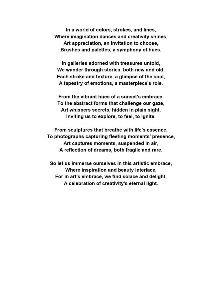 Celebrating Art Through Spoken Poetry | PDF | Art
