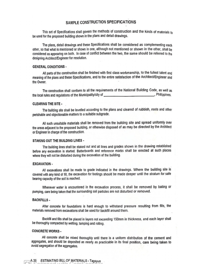 Sample Construction Specifications | PDF