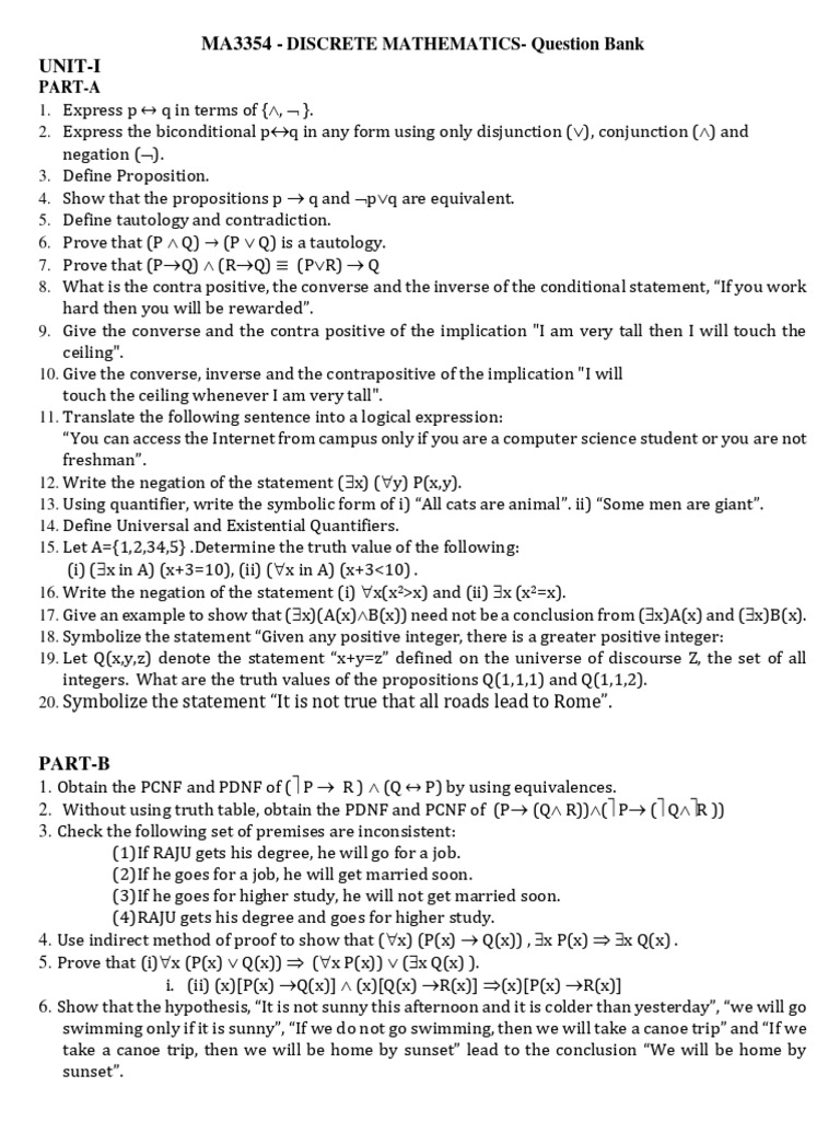 Dm-Question Bank 2024 | PDF | Group (Mathematics) | Vertex (Graph Theory)