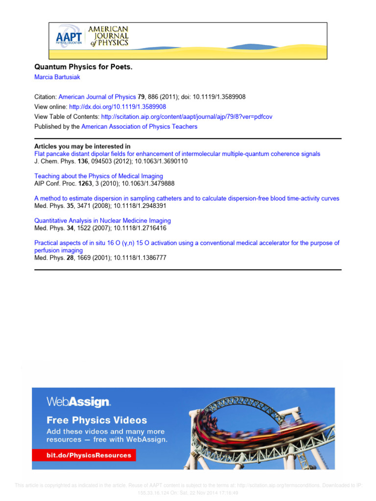 Quantum Physics For Poets | PDF | Physical Cosmology | Physics