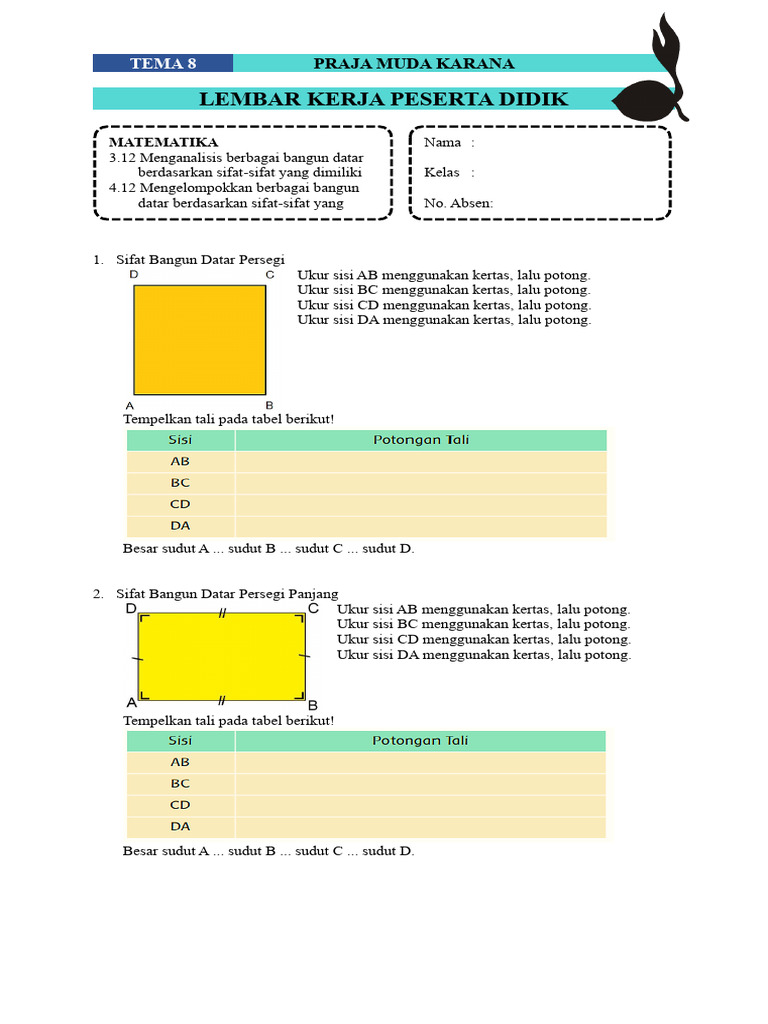 Analisis Sifat Bangun Datar Kelas 4 | PDF | Metode & Bahan Ajar | Griya ...