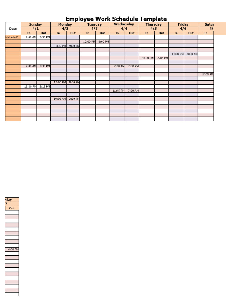 Employee Work Schedule Template 02 | PDF