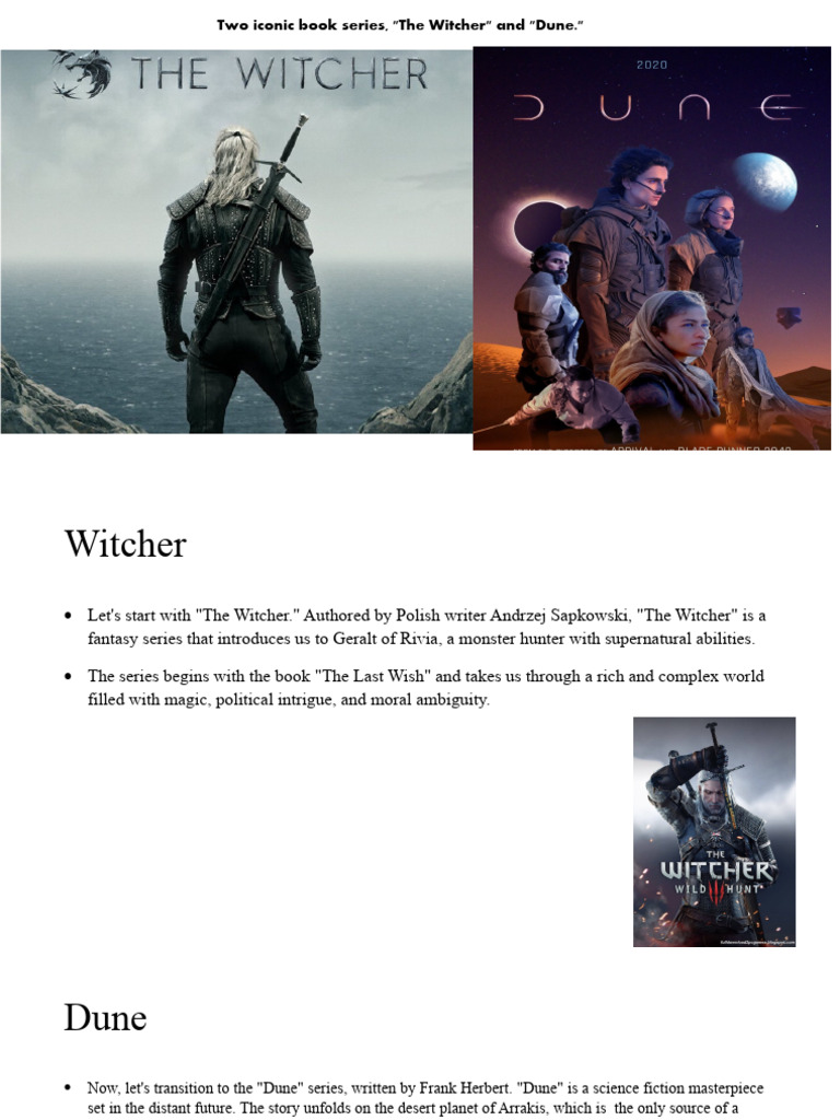 Witcher Dune:book Movie | PDF | Dune (Novel)
