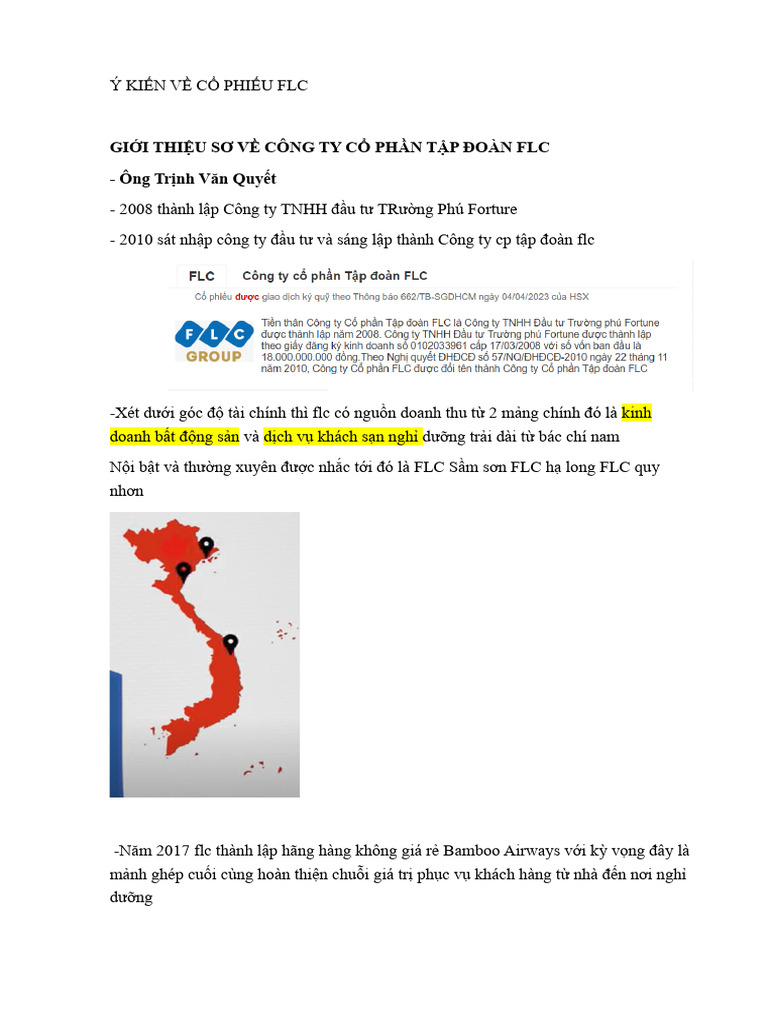 Ý KIẾN VỀ CỔ PHIẾU FLC | PDF