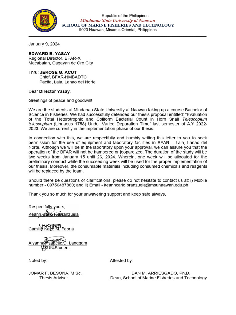 Request for BFAR Laboratory Access | PDF