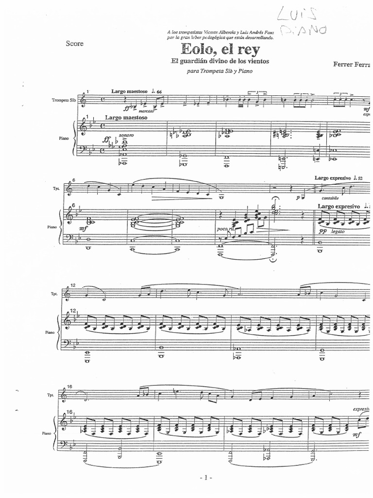 Ferran - Eolo El Rey - Score | PDF