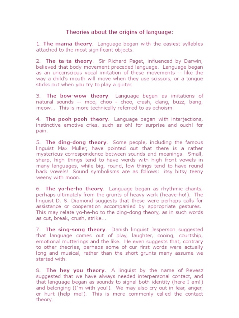 Theories About The Origins of Language | PDF | Origin Of Language ...