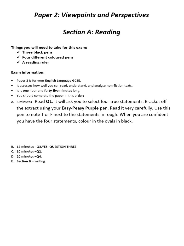 AQA English Language Paper 2 Guide | PDF | Reason | Cognition