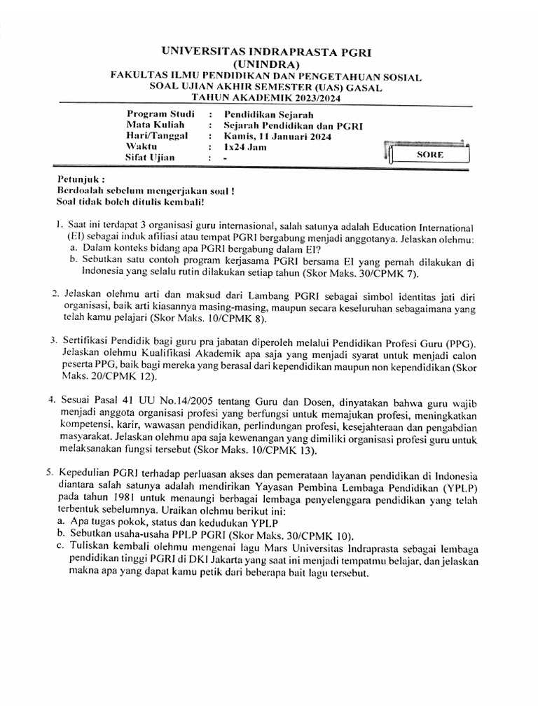 Sore Uas Pgi 23-24-20240110160750 | PDF