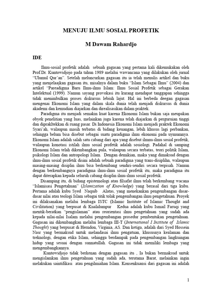 (M Dawam Rahardjo) Menuju Ilmu Sosial Profetik | PDF | Ilmu Sosial | Sains & Matematika