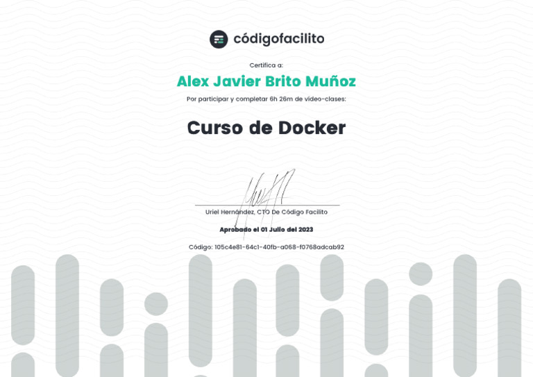 Certificado Curso Docker Completado | PDF