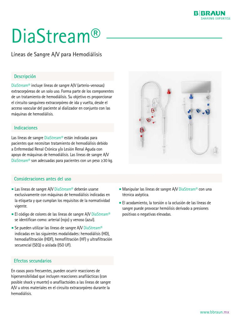 Ficha Tecnica DiaStream - VF B BRAUN | PDF | Hemodiálisis | Inyección (medicina)