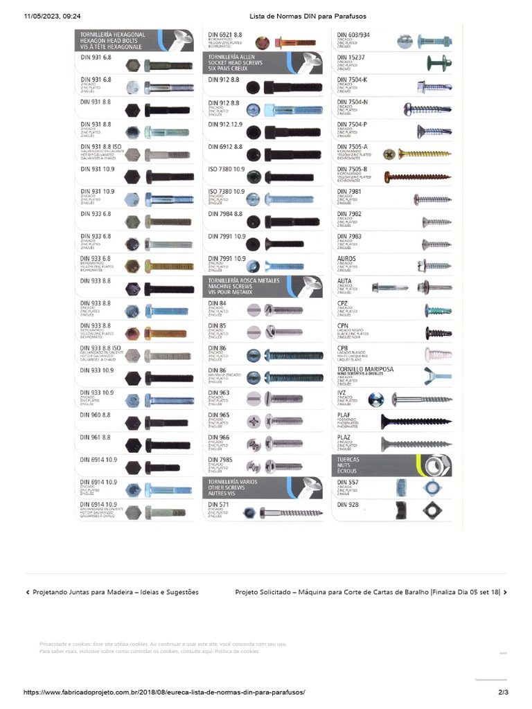 Lista de Normas DIN para Parafusos | PDF