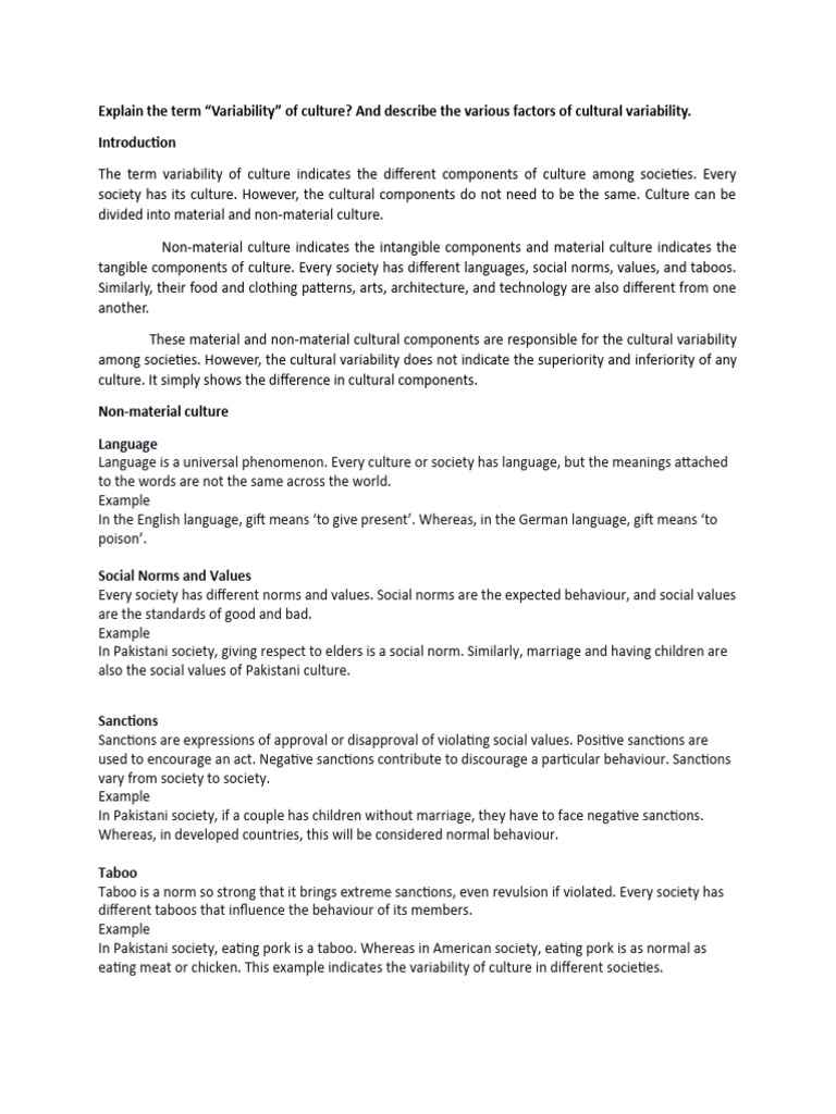 Explain The Term Cultural Variability | PDF | Society | Human Communication