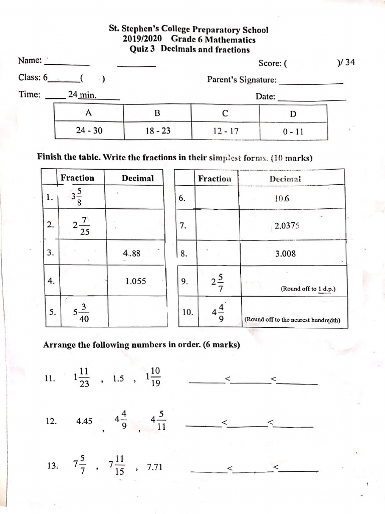 Grade 5 Maths Quizzes | PDF