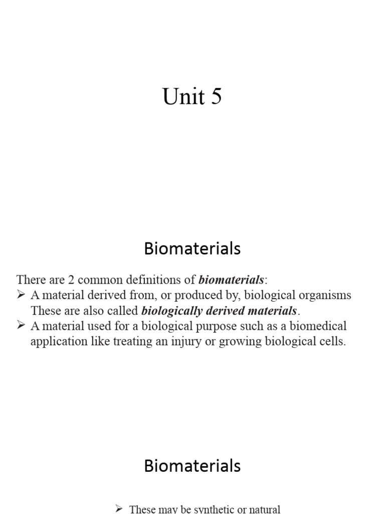 Unit 5 | PDF | Biomaterial | Chemistry