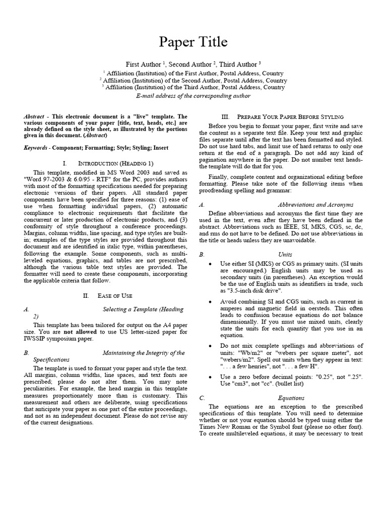 IEEE Template | PDF | Bracket | Note (Typography)