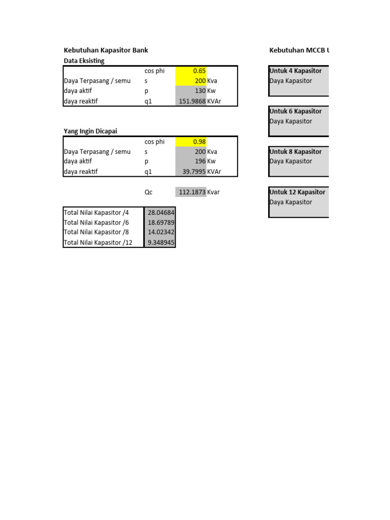 Perhitungan Capasitor Bank (Safefileku) | PDF | Teknologi & Rekayasa