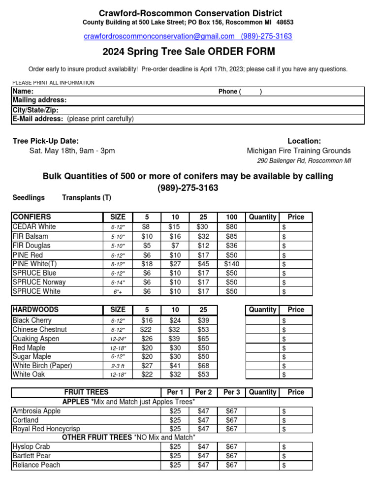Spring 2024 Tree Form | PDF | Spruce | Plants
