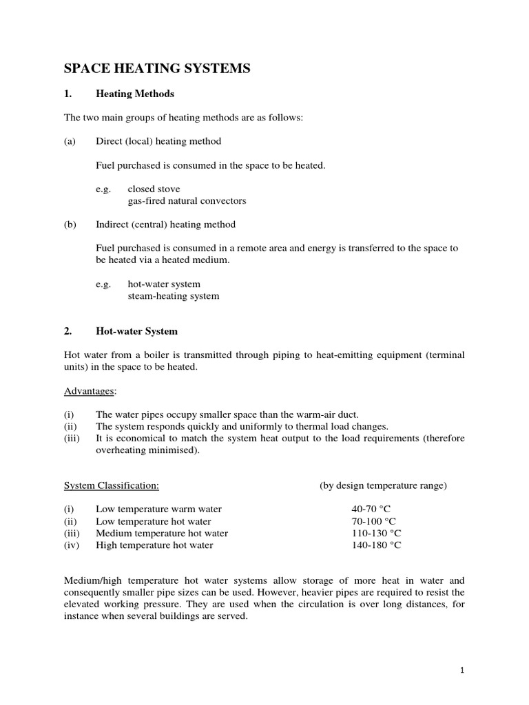 Overview of Space Heating Systems | PDF | Water Heating | Electric Heating