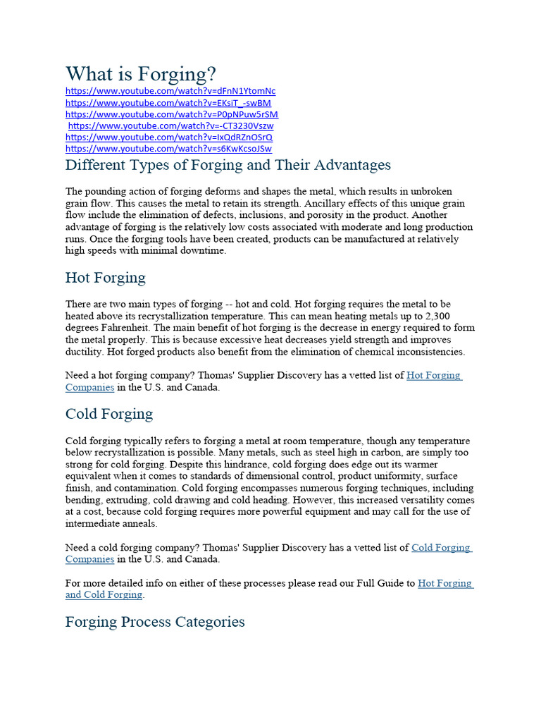 FORGING Full Notes | PDF | Forging | Forge