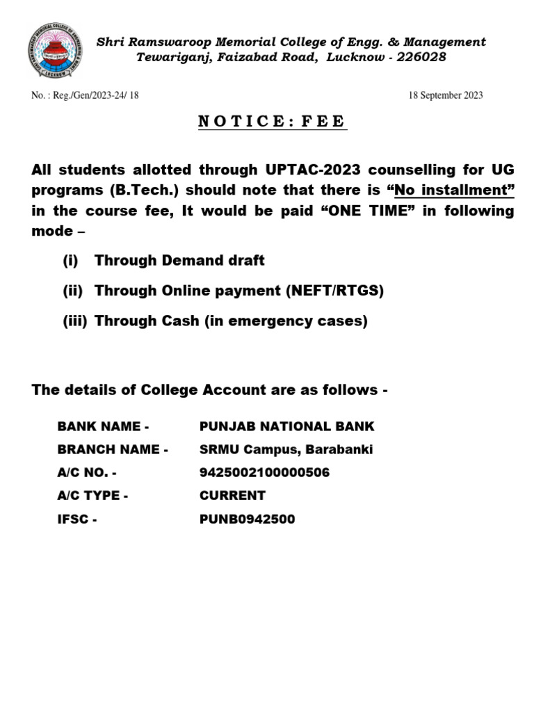 Final-Fee Stru | Download Free PDF | Cheque | Fee