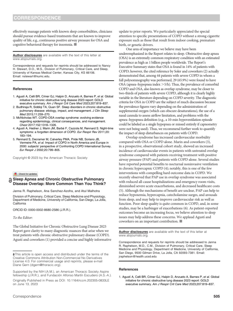 Raphelson Et Al 2023 Sleep Apnea and Chronic Obstructive Pulmonary ... Raphelson Et Al 2023 Sleep Apnea and Chronic Obstructive Pulmonary ...