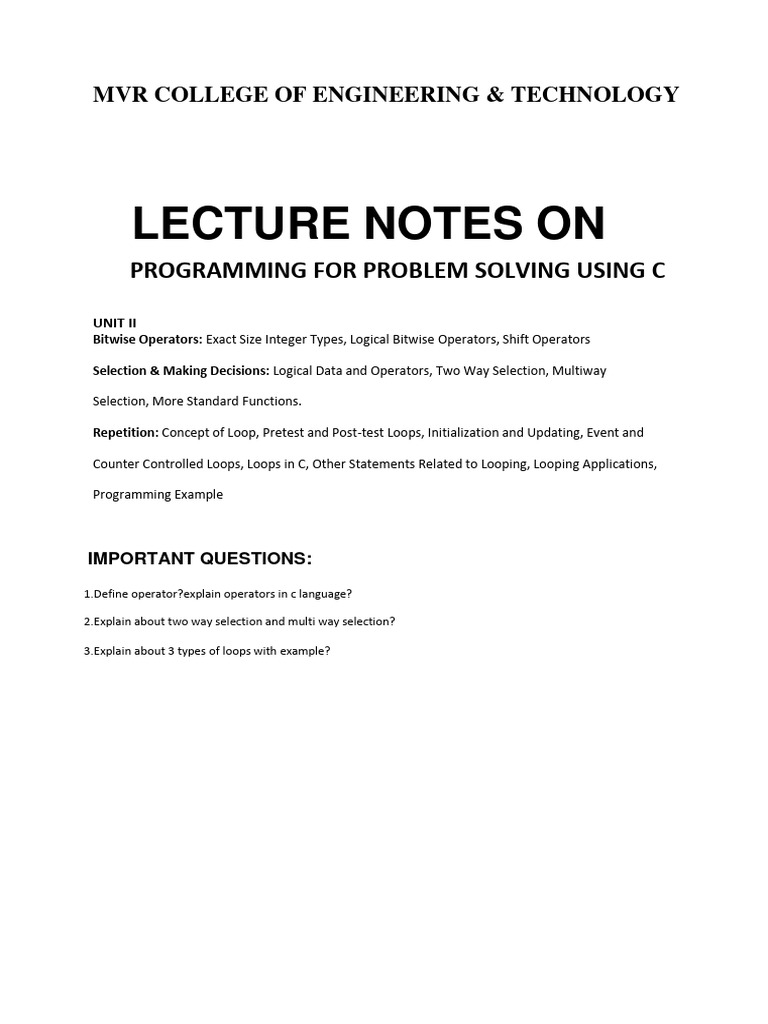 Unit 2 | PDF | Control Flow | Computer Programming