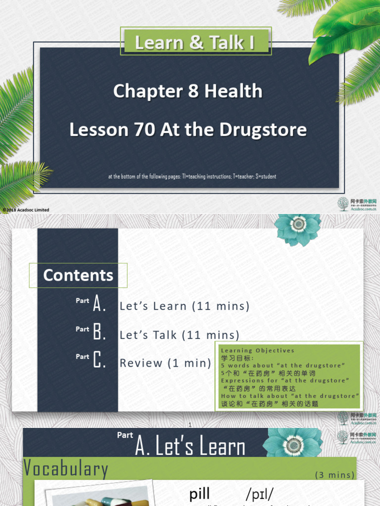 Lesson 6 at The Drugstore | PDF | Over The Counter Drug | Prescription ...