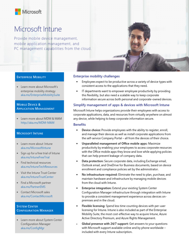 Microsoft Intune Datasheet | PDF | Cloud Computing | Mobile App