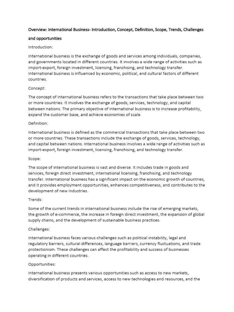 International Business: Trends & Challenges | PDF | Competitive ...