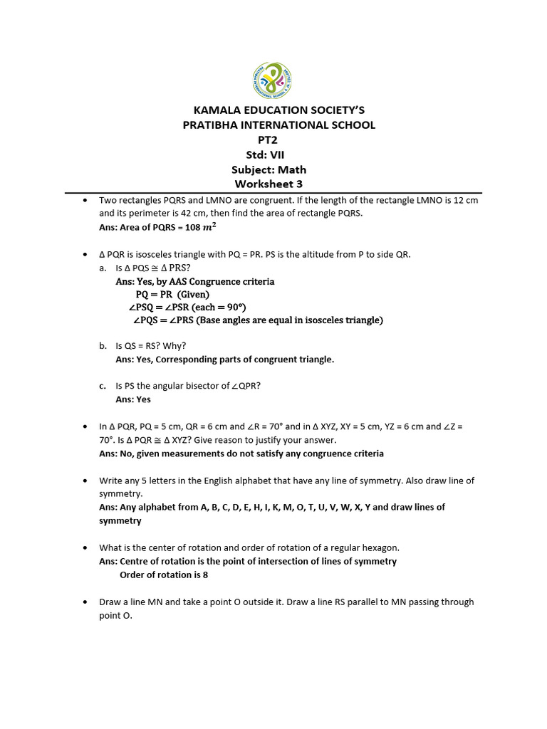 VII PT2 AK Worksheet 3.1703681295 | PDF | Triangle | Area