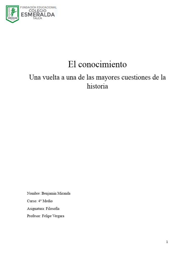 El Conocimiento | PDF | Conocimiento | Experiencia