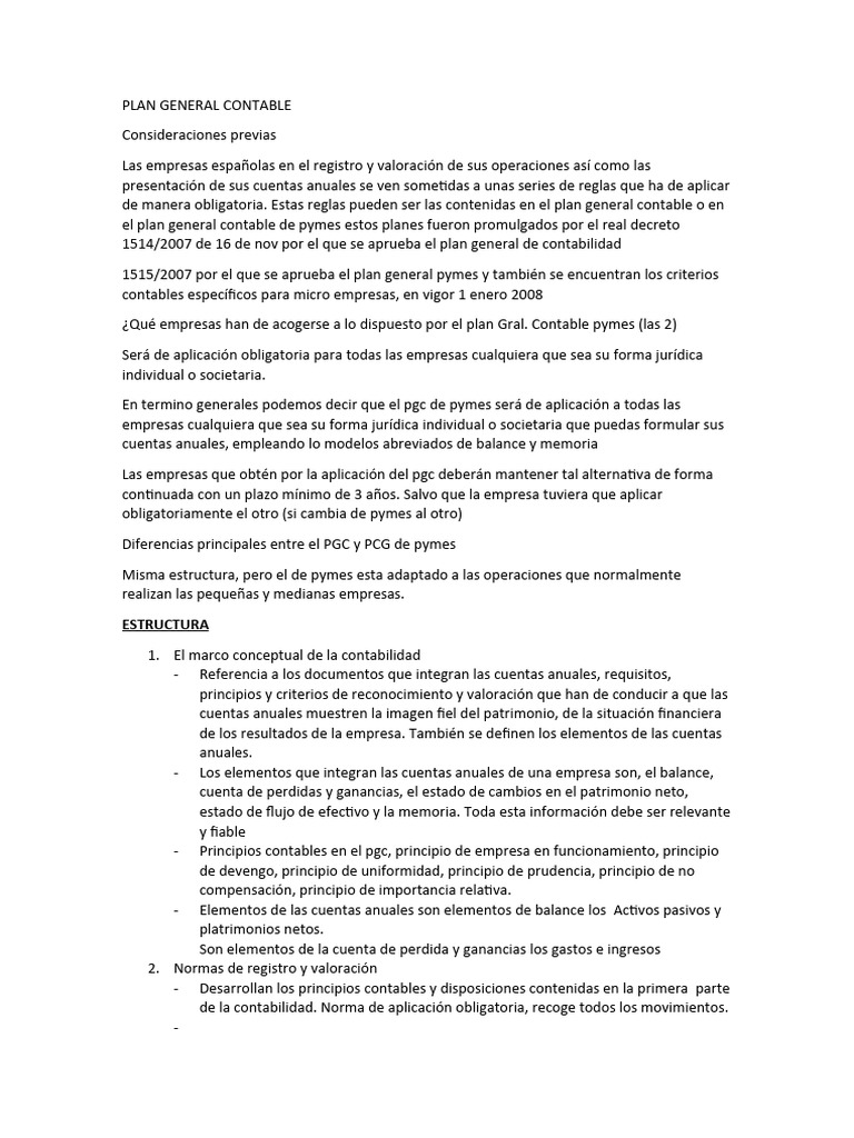 Guía del Plan General Contable | PDF | Contabilidad | Estado financiero