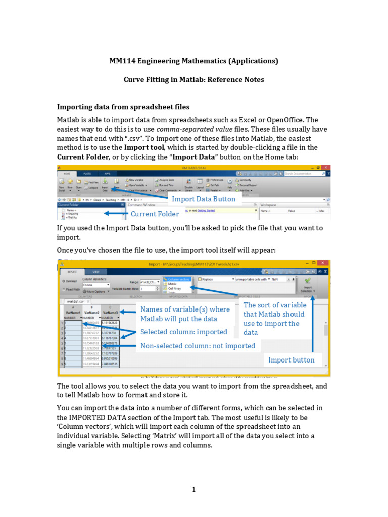 Curve Fitting in MATLAB Notes | PDF | Comma Separated Values ...