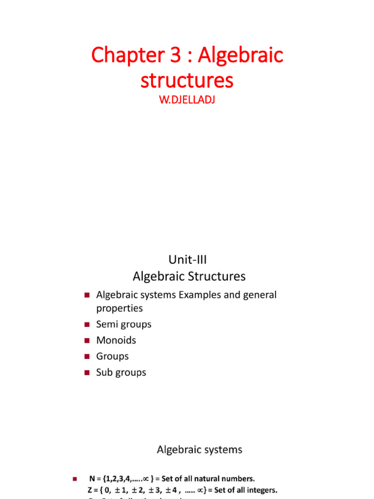 Chapter 3 Algebraic Structures | PDF | Ring (Mathematics) | Field ...