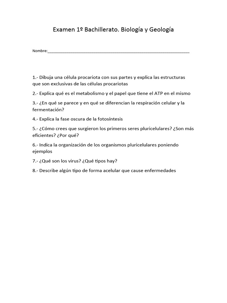 Examen 1º Bachillerato 2 Ev. Ex2 | PDF