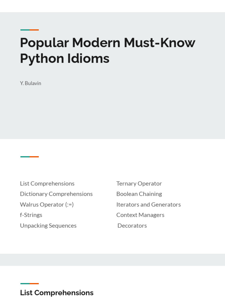 Popular Modern Must-Know Python Idioms | PDF