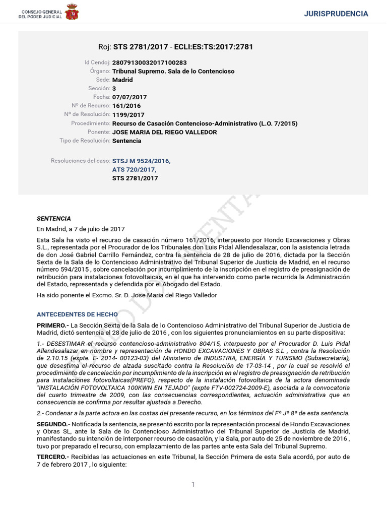STS 2781 2017 | PDF | Sentencia (ley) | Caso de ley